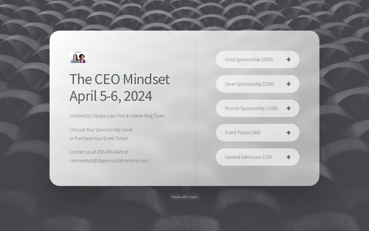 The CEO Mindset Sponsorship Page